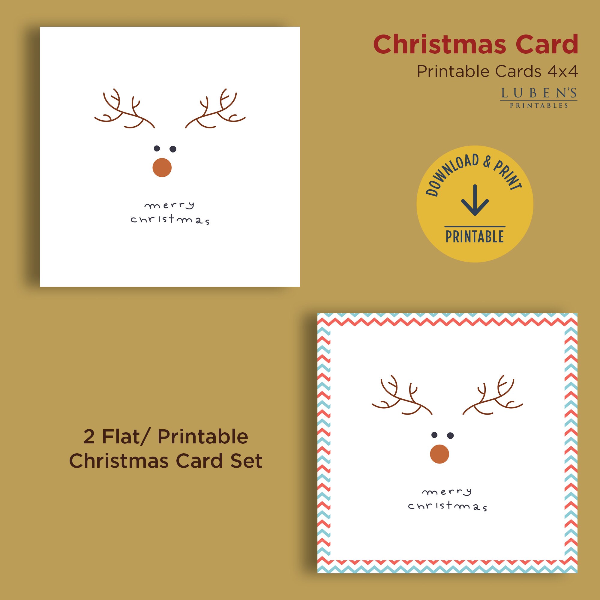 Printable Christmas Card Digital Download Printable, Bifold, Flat, New ...