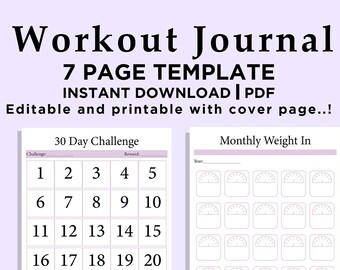 Workout Journal Printable , Minimalist Fitness Journal, Workout Tracker ...