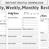 Printable Daily Review, Weekly Review, Monthly Review, Planner Insert ...