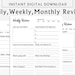 Printable Daily Review, Weekly Review, Monthly Review, Planner Insert ...