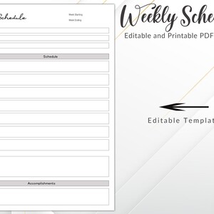 Editable Weekly Schedule, Weekly Planner Printable, Week at A Glance ...