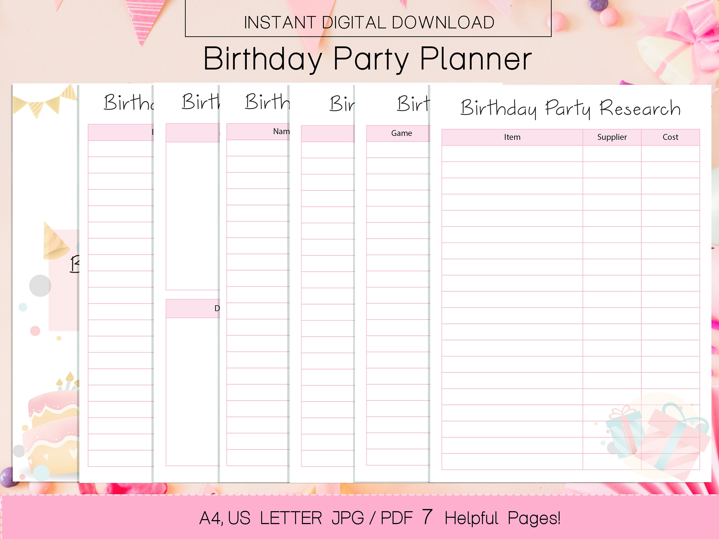 Birthday Party Planner Printable, Event Planner, Birthday Planner ...