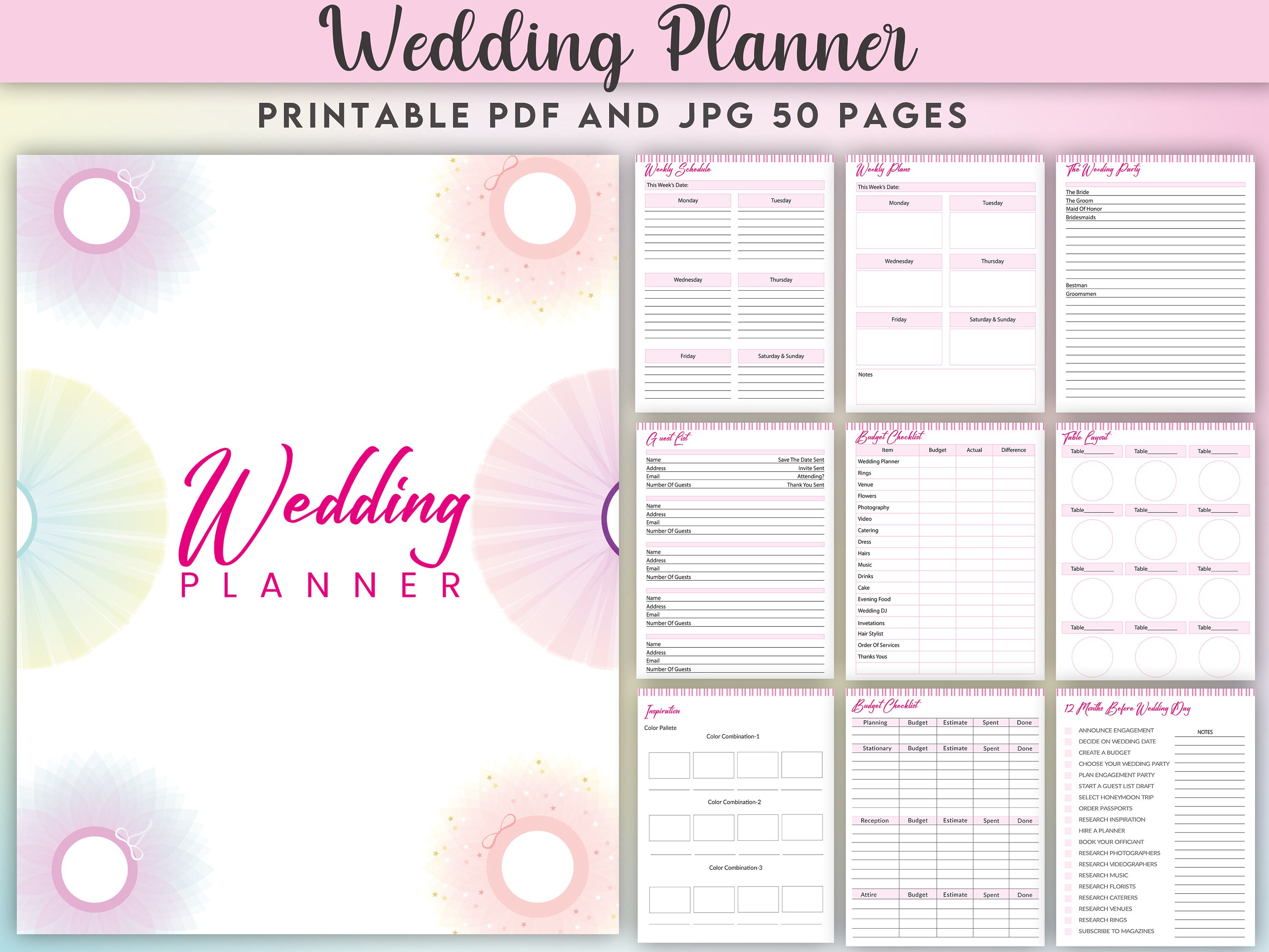 Wedding Planner Book Printable, Wedding Planner Book Binder, Wedding ...