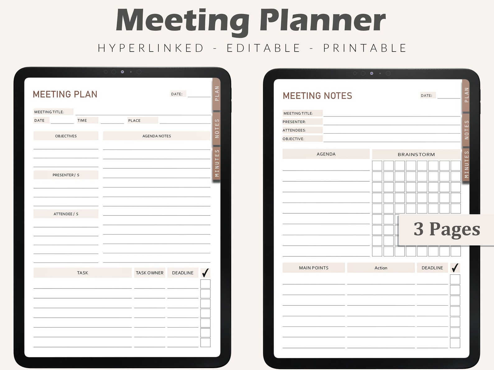 Meeting Planner Template, Meeting Notes Template Printable, Meeting ...