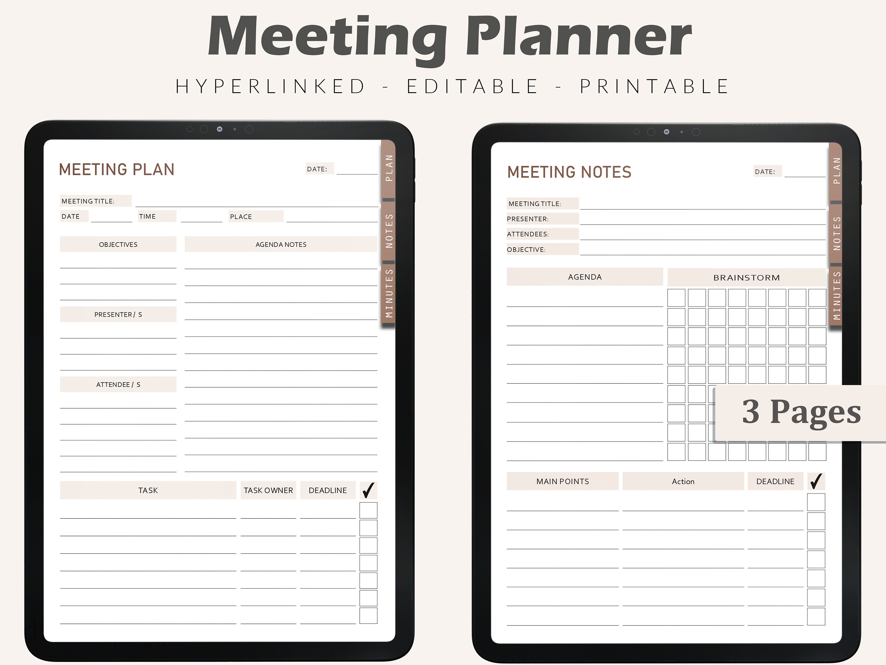 Meeting Planner Template, Meeting Notes Template Printable, Meeting ...