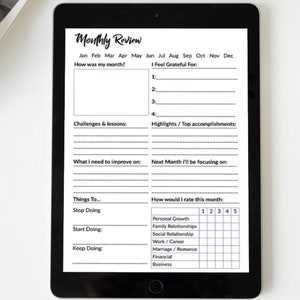 Printable Daily Review, Weekly Review, Monthly Review, Planner Insert ...