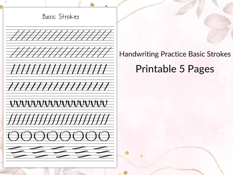 Basic Strokes Handwriting Practice Sheet, Printable Handwriting ...