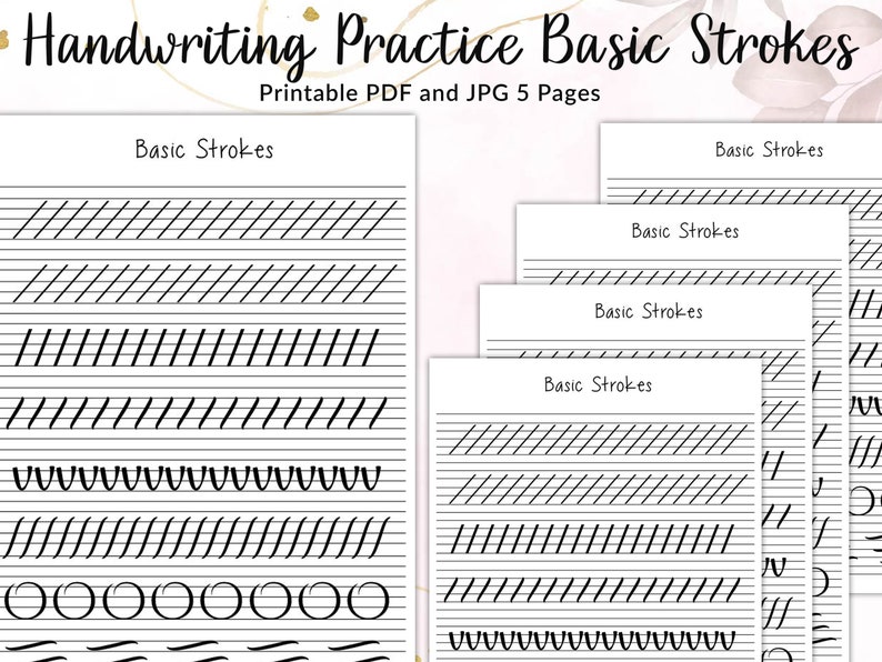 Basic Strokes Handwriting Practice Sheet, Printable Handwriting ...