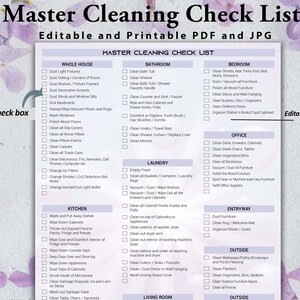Ultimate Master Cleaning Checklist, Editable Whole Home Cleaning Bundle ...