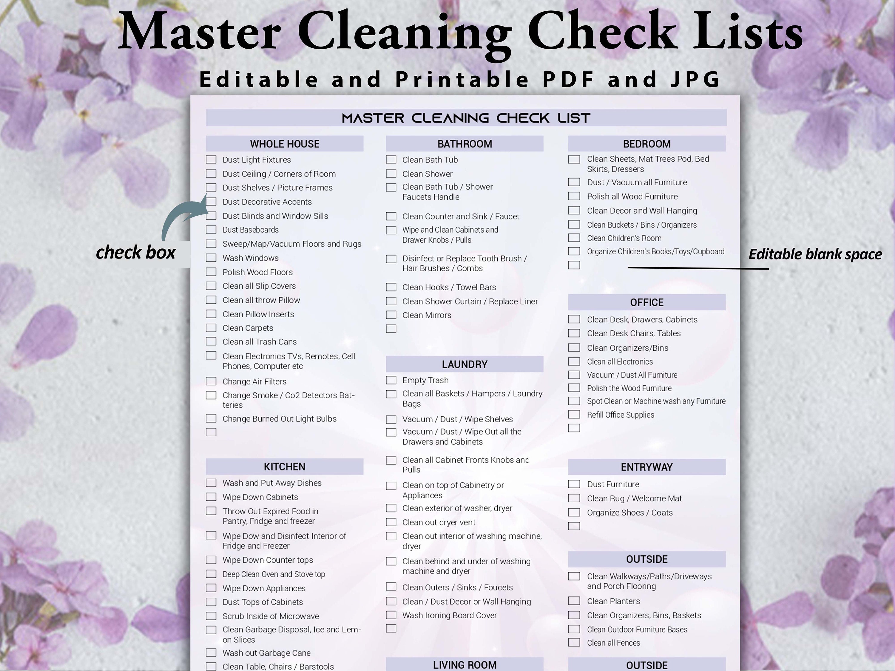 Ultimate Master Cleaning Checklist, Editable Whole Home Cleaning Bundle ...