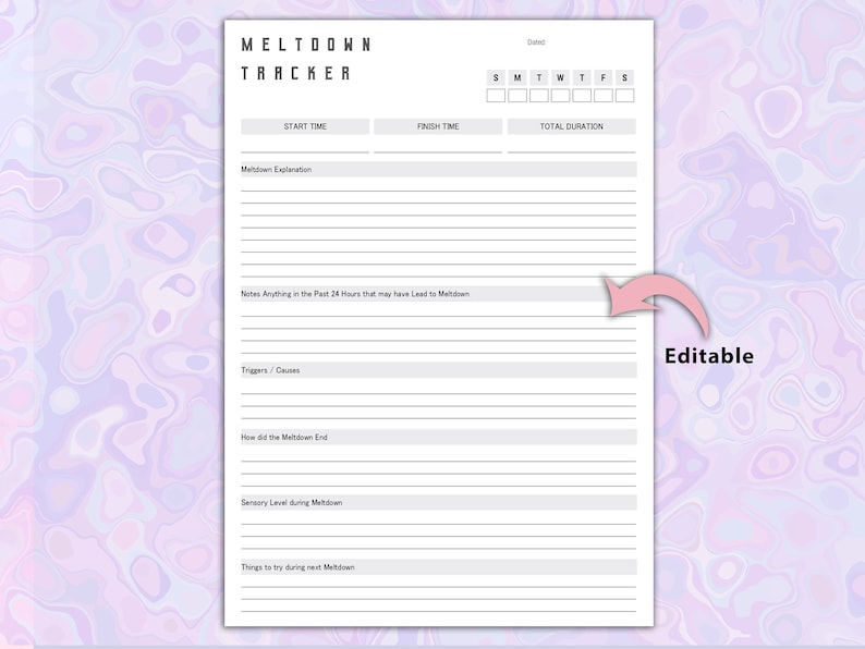 Meltdown Tracker, Meltdown and Behaviour Tracker Templates, Morning ...