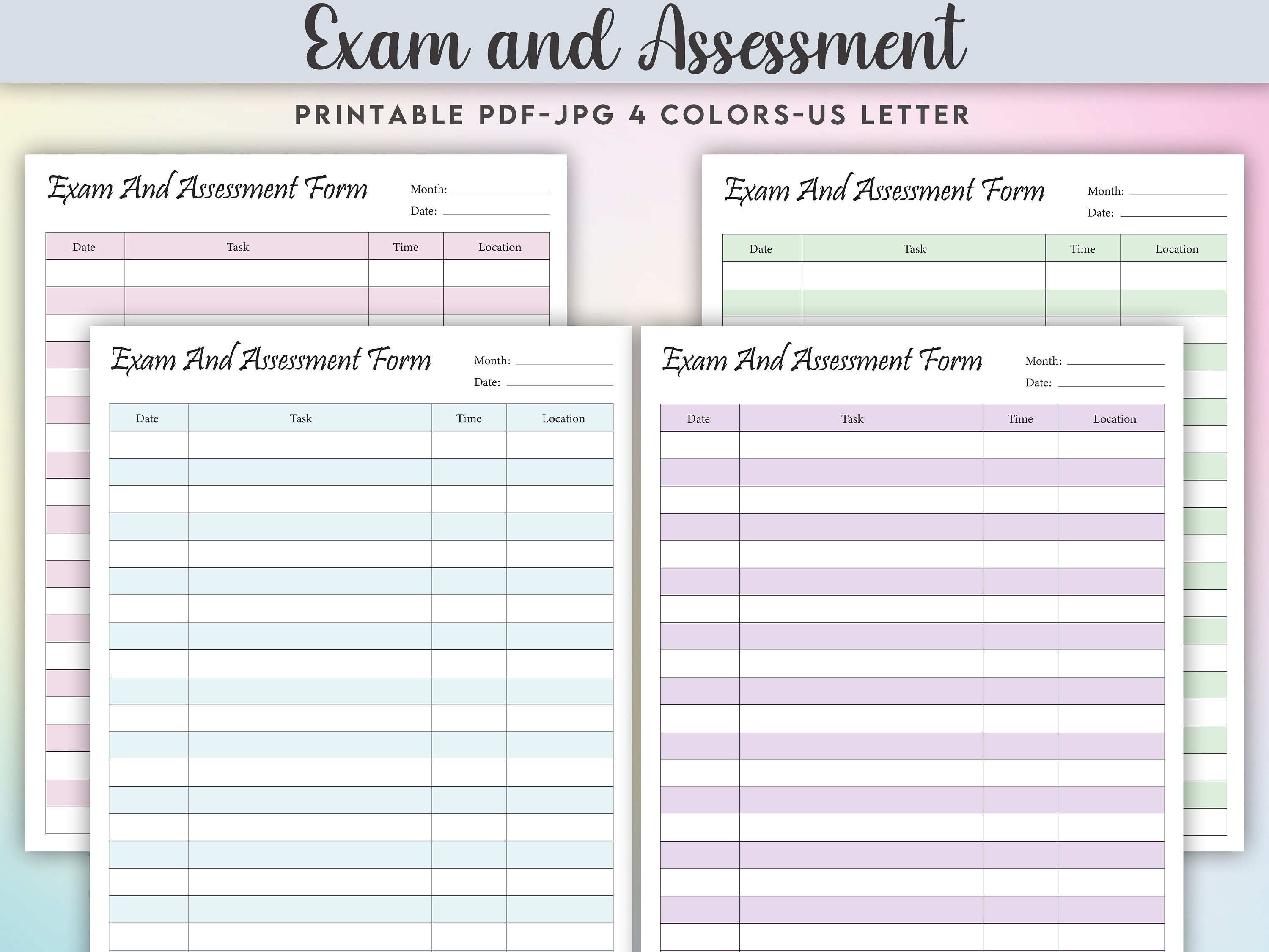 Printable Exam and Assignment Planner, Assessment Tracker Template ...