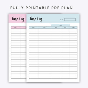 Printable Time Log, Editable Work Log, Work Log Printable, Time Spent ...