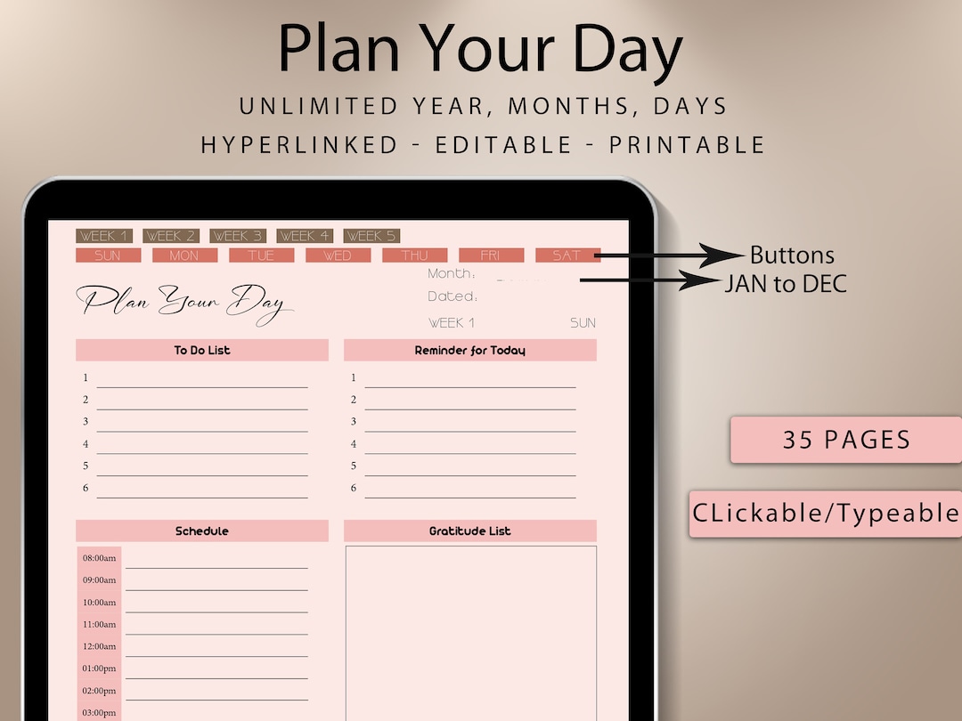 A Productive and Balanced Day, Daily Planner, Plan Your Day, Minimalist ...