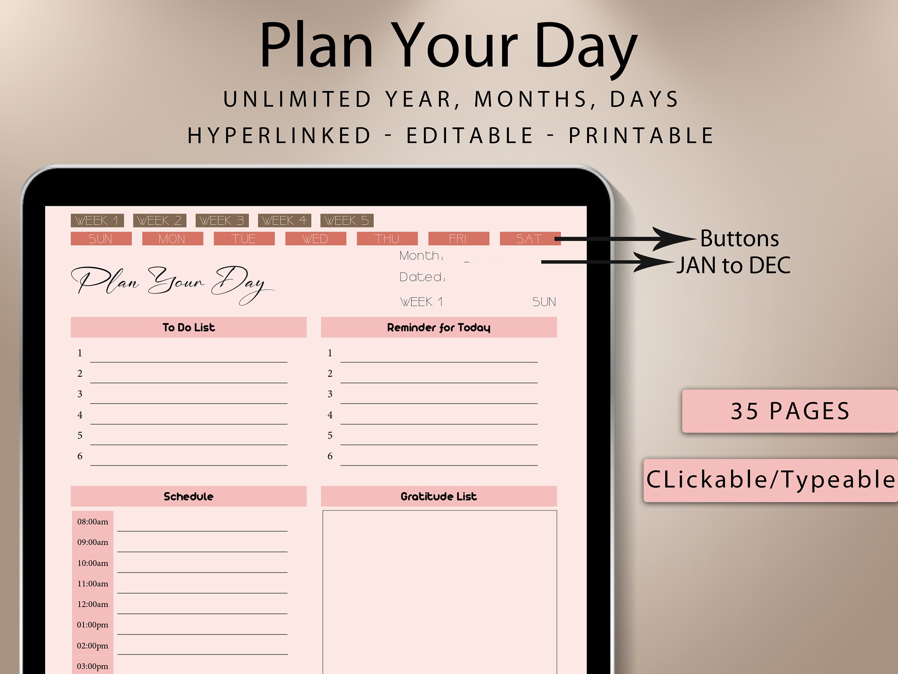 A Productive and Balanced Day, Daily Planner, Plan Your Day, Minimalist ...