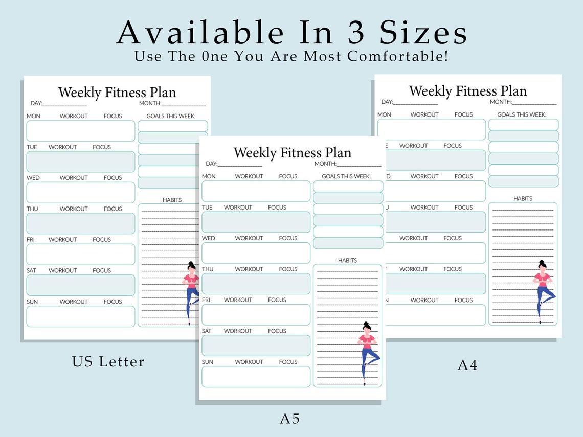 Editable Workout Planner Digital, Printable Fitness Planner, Daily ...