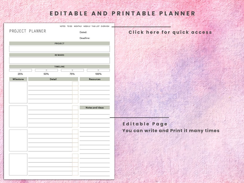 Project Management Template, Daily to Do List Project Planner, Office ...
