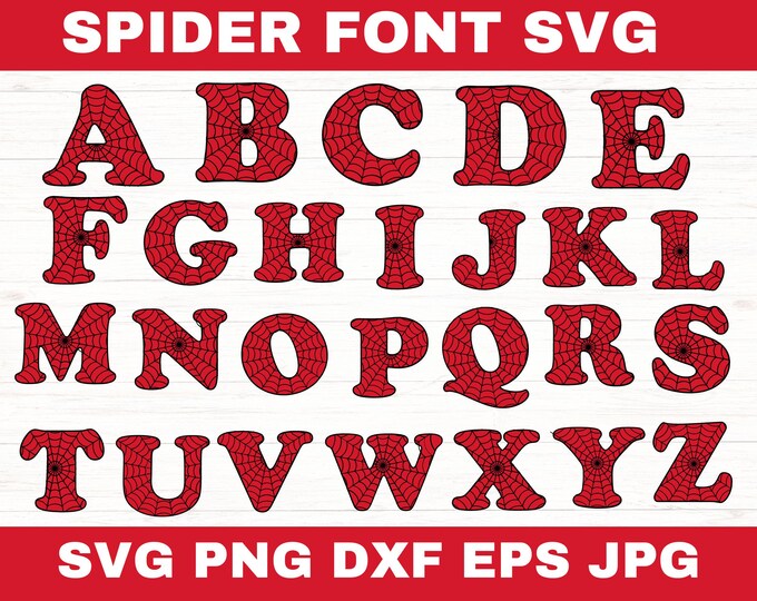 Spider Web Font SVG: Halloween Alphabet, Creepy Letters (digital ...