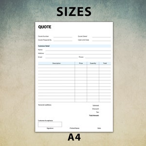 Editable Quote Template, EDITABLE Quotation Form, Small Business ...