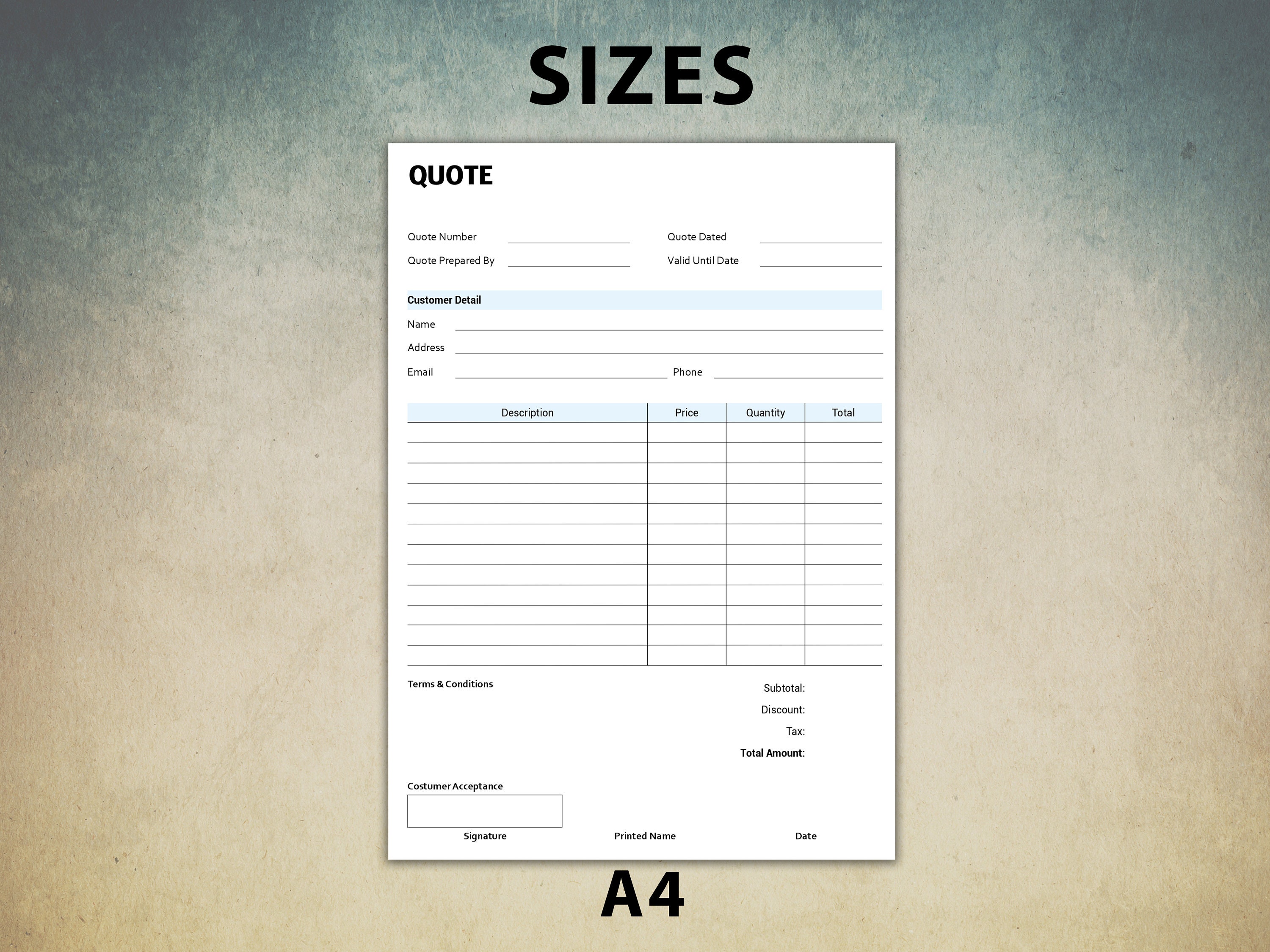 Editable Quote Template, EDITABLE Quotation Form, Small Business ...