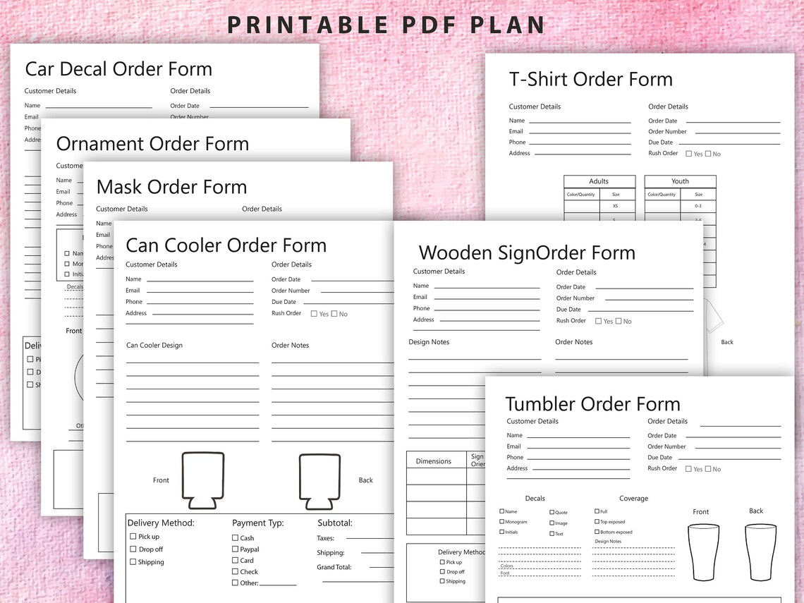 Printable Order Forms Bundle, Order Form Template Printable, Printable ...