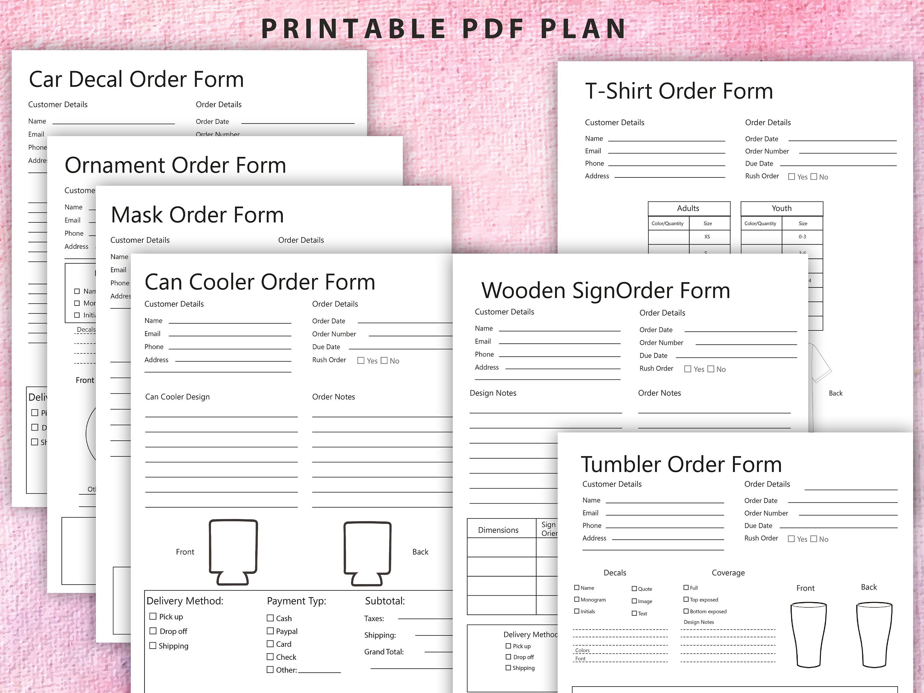 Printable Order Forms Bundle, Order Form Template Printable, Printable ...