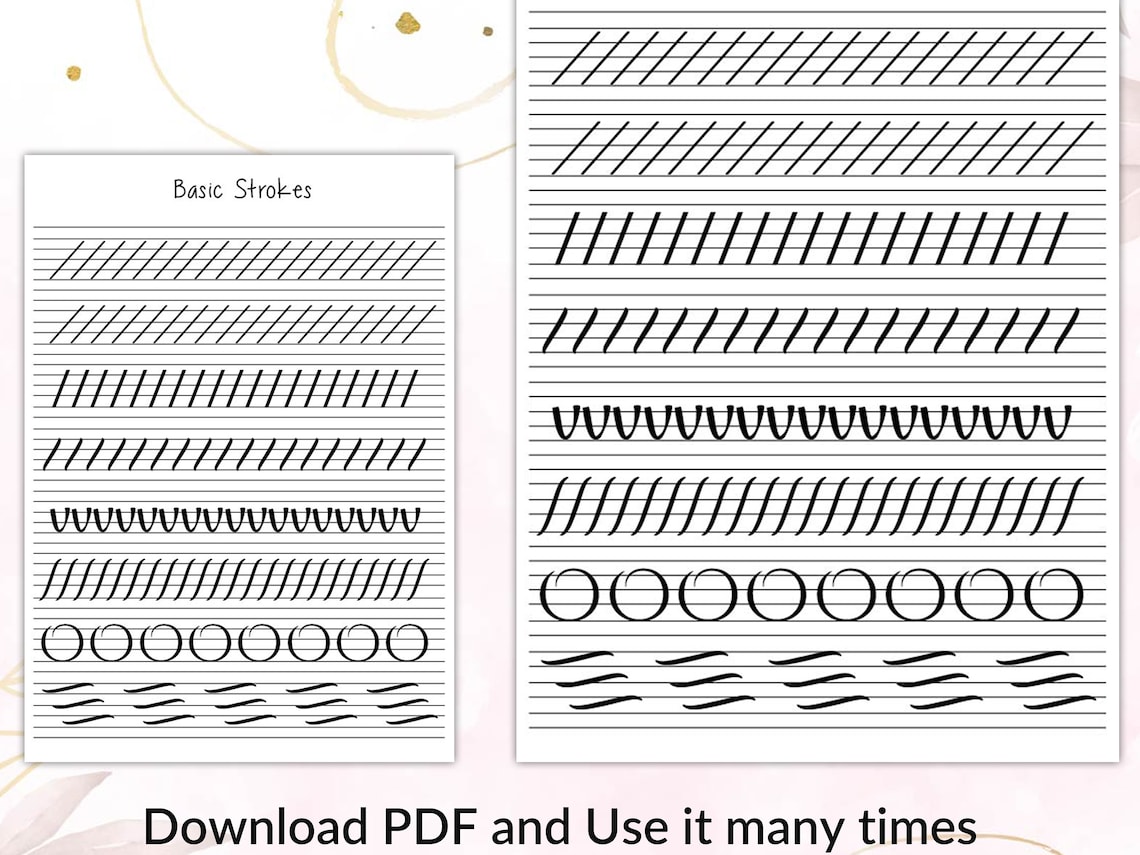 Basic Strokes Handwriting Practice Sheet, Printable Handwriting ...