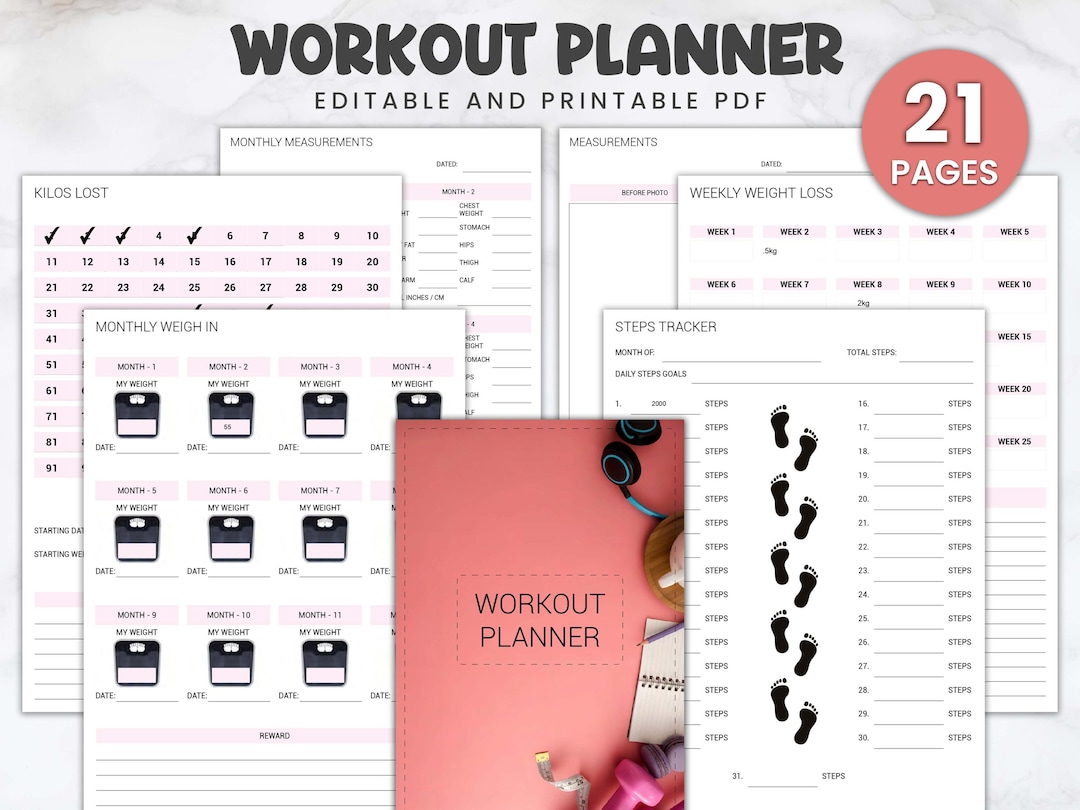 Workout Planner Printable, Workout Tracker Printable, Daily Exercise ...