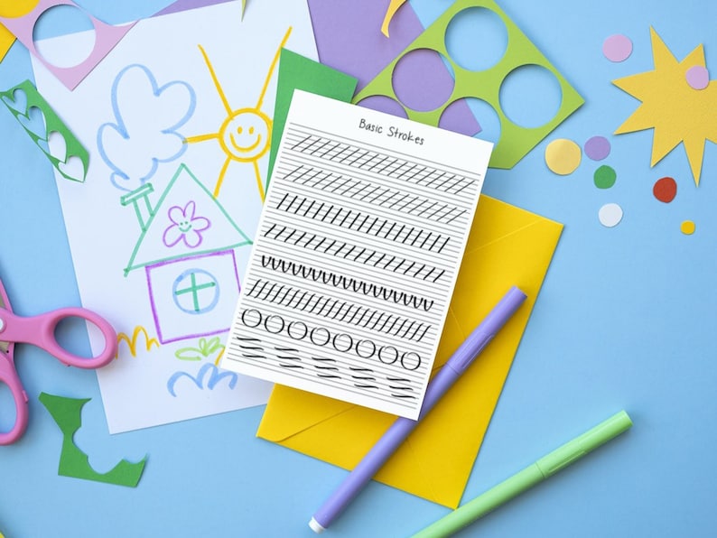 Basic Strokes Handwriting Practice Sheet, Printable Handwriting ...