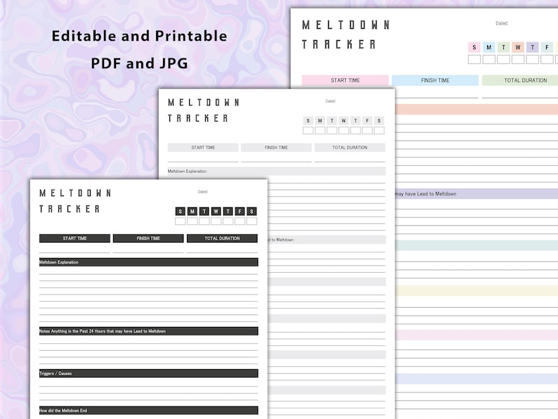 Meltdown Tracker, Meltdown and Behaviour Tracker Templates, Morning ...