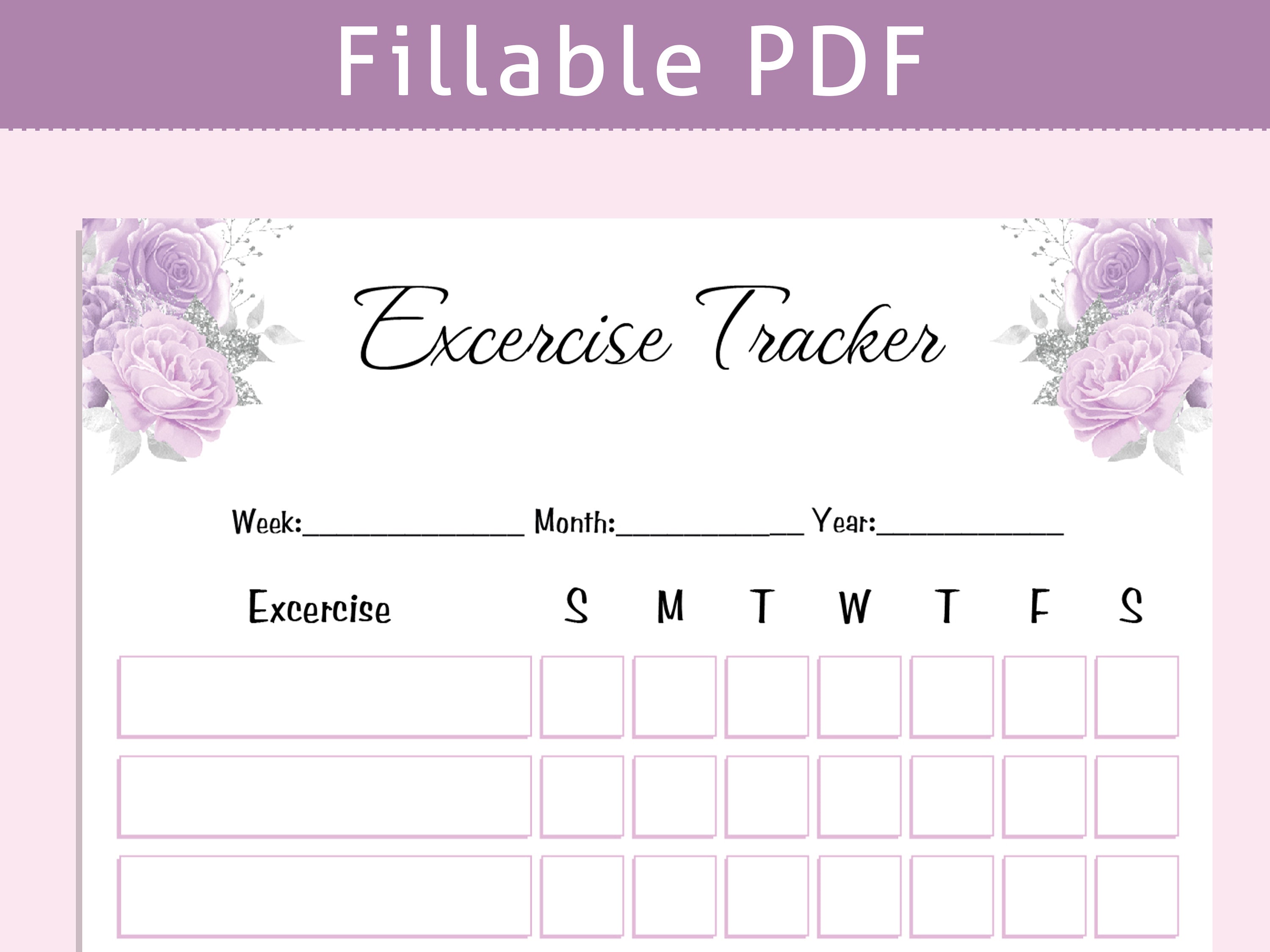 Purple Workout Journal Printable, Minimalist Workout Tracker,helps ...