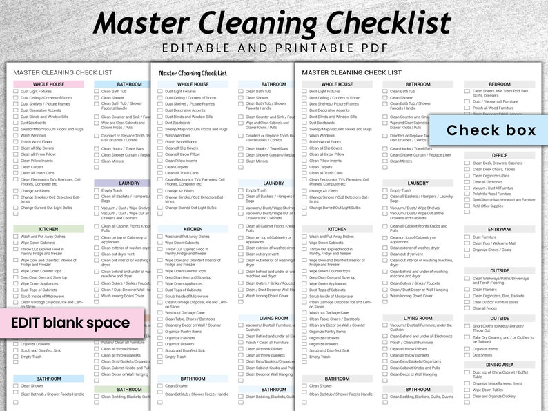 Ultimate Cleaning Schedule Bundle, Editable Cleaning Checklist Bundle ...