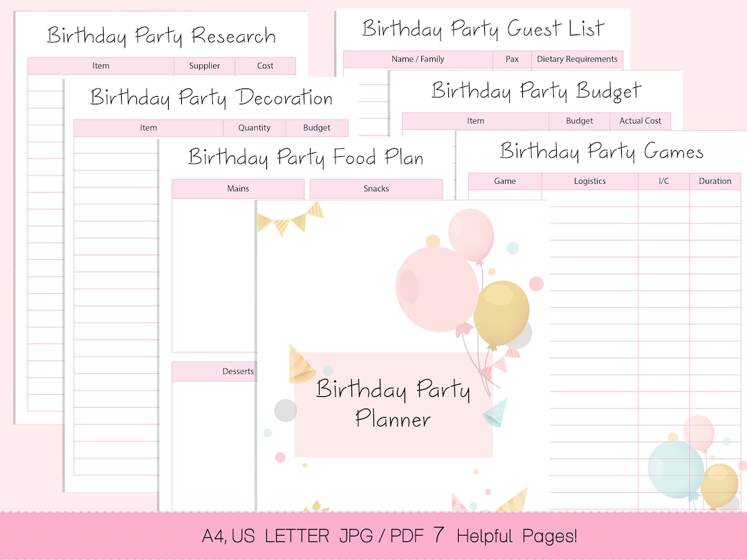 Birthday Party Planner Printable, Event Planner, Birthday Planner ...