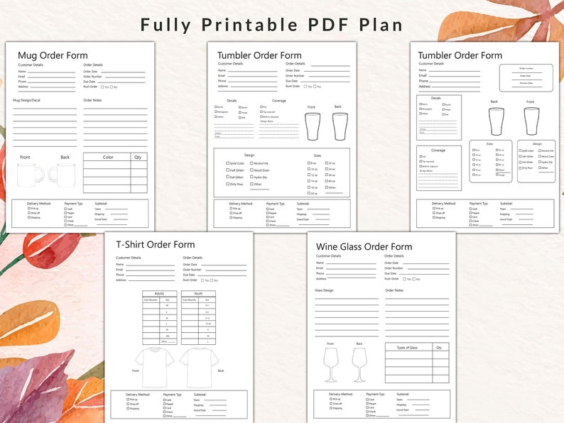 15 Printable Order Forms Bundle, Order Form Template Printable ...