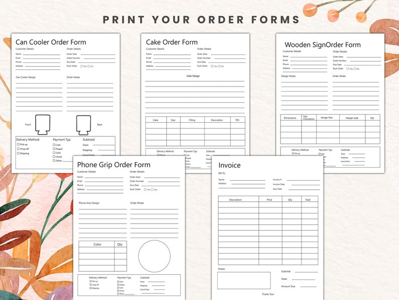 15 Printable Order Forms Bundle, Order Form Template Printable ...