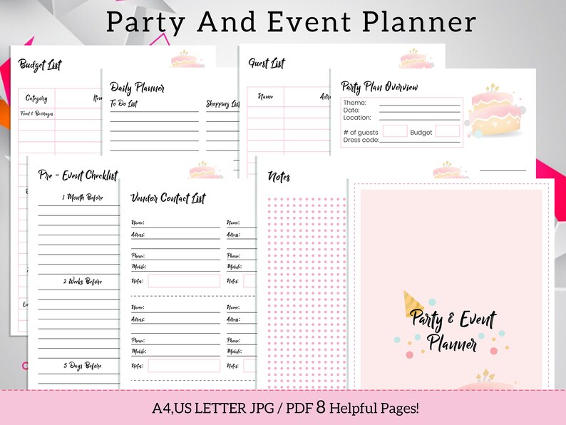 Printable Event Planner, Event Planning Template, Party Budget Planner ...