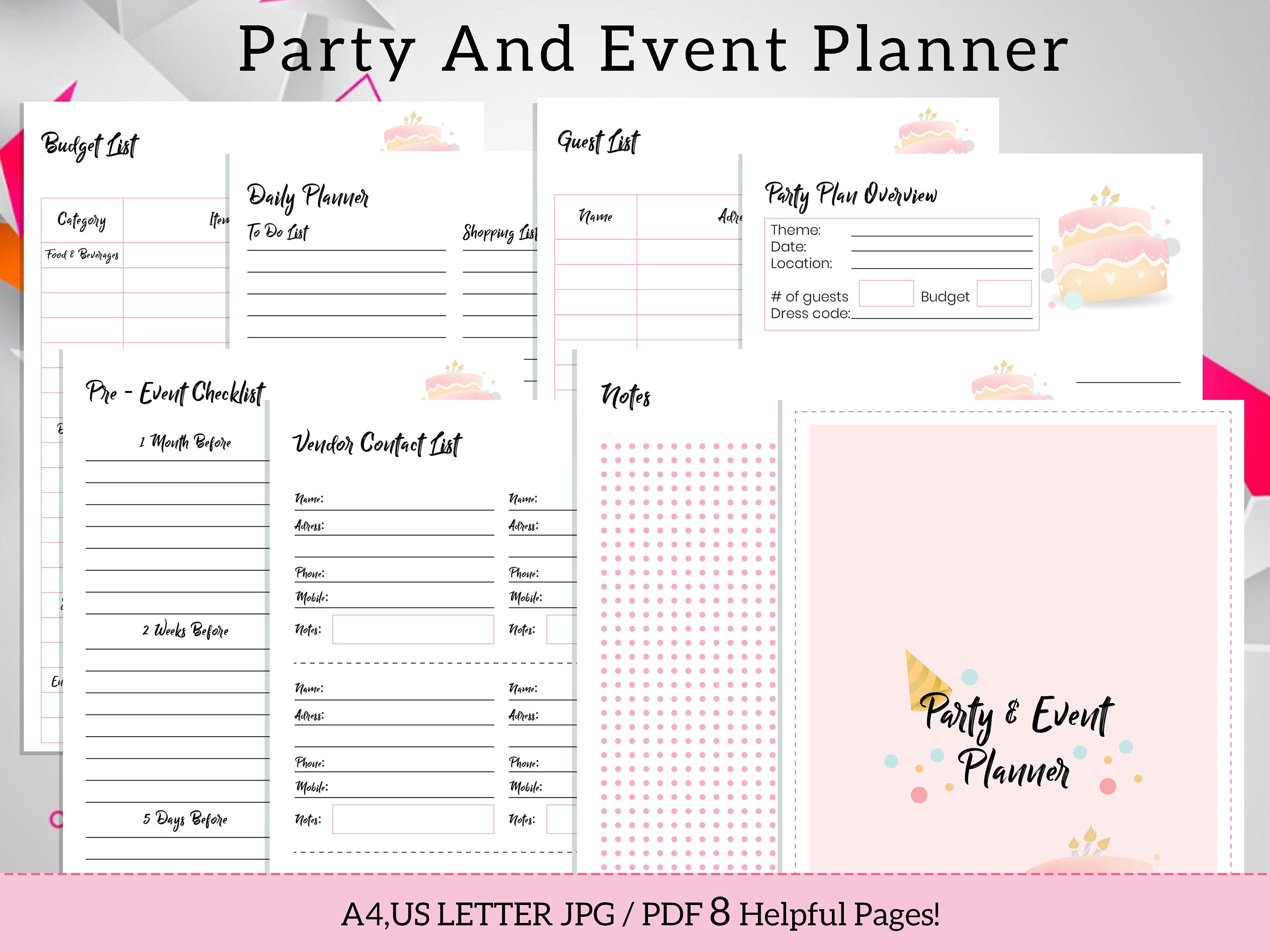 Printable Event Planner, Event Planning Template, Party Budget Planner ...