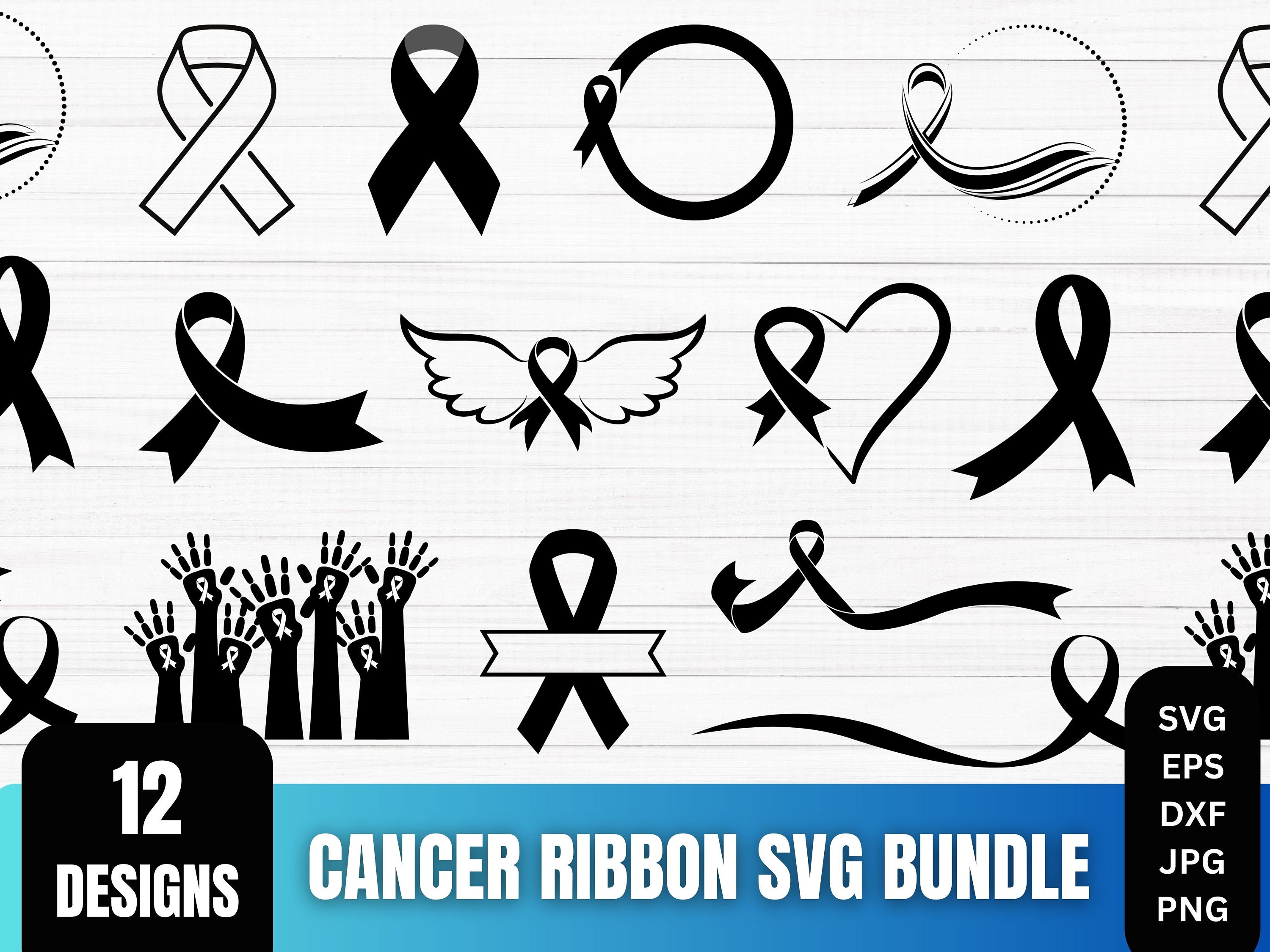 Cancer Ribbon SVG Bundle, Cancer Awareness Ribbon Svg , Cancer Ribbon ...