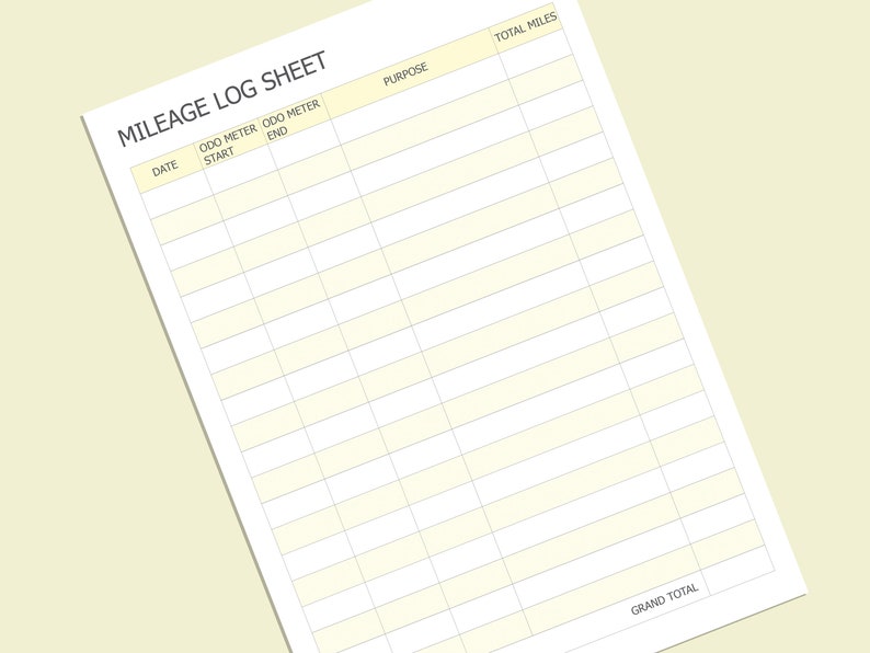 Mileage Log Sheet Printable, Vehicle Miles Tracker, Car Mileage Log, A4 ...