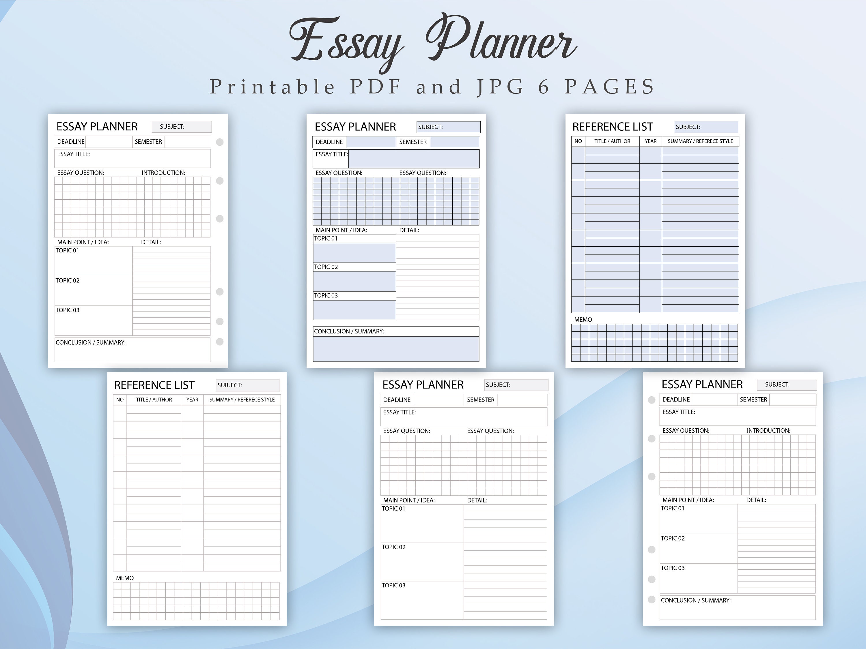 Essay Guide and Planner Printable Pack | School, College, University Student Essay Writing ...