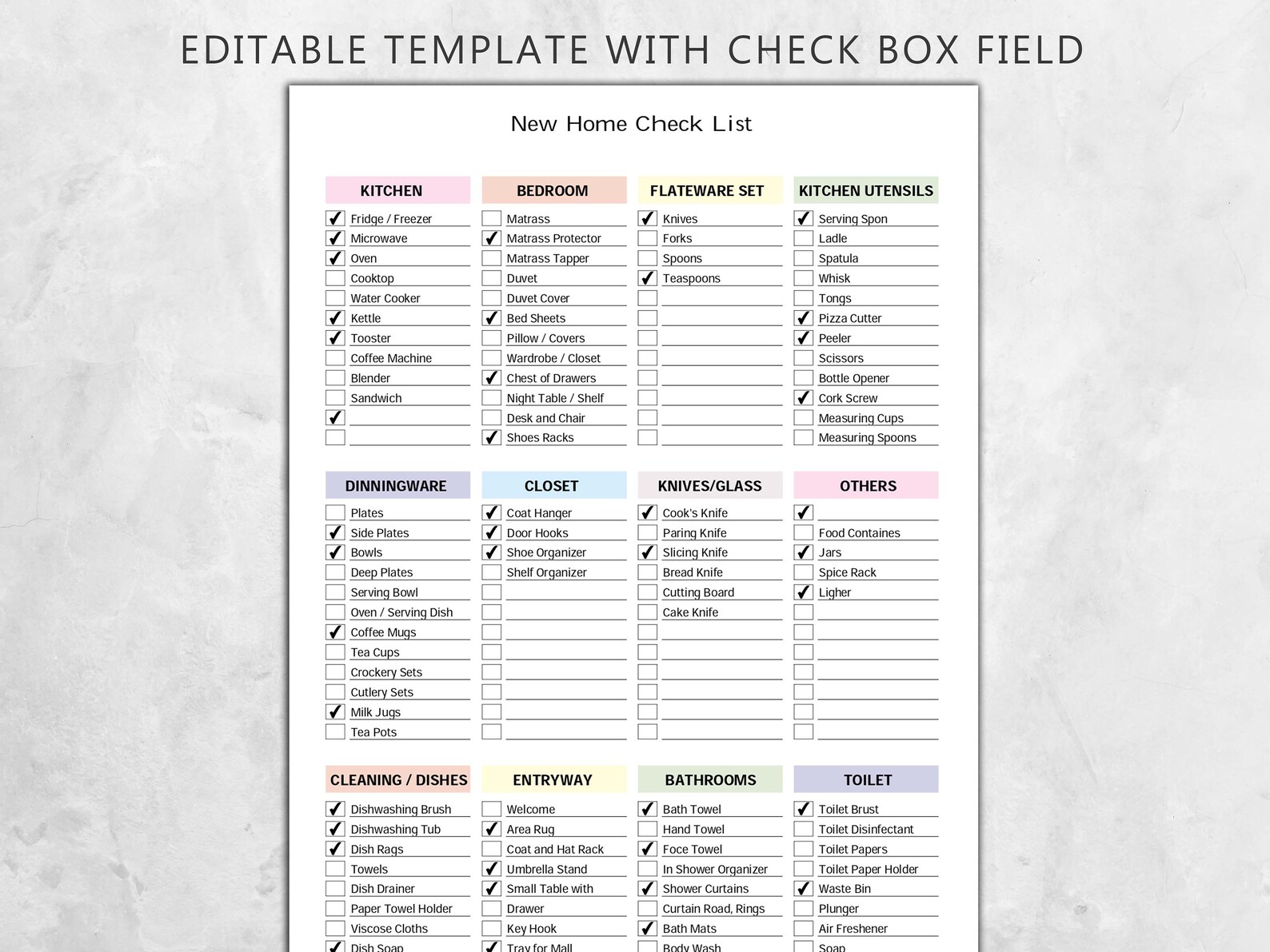 New Home Essentials Checklist Editable Bundle, New Home Checklist ...