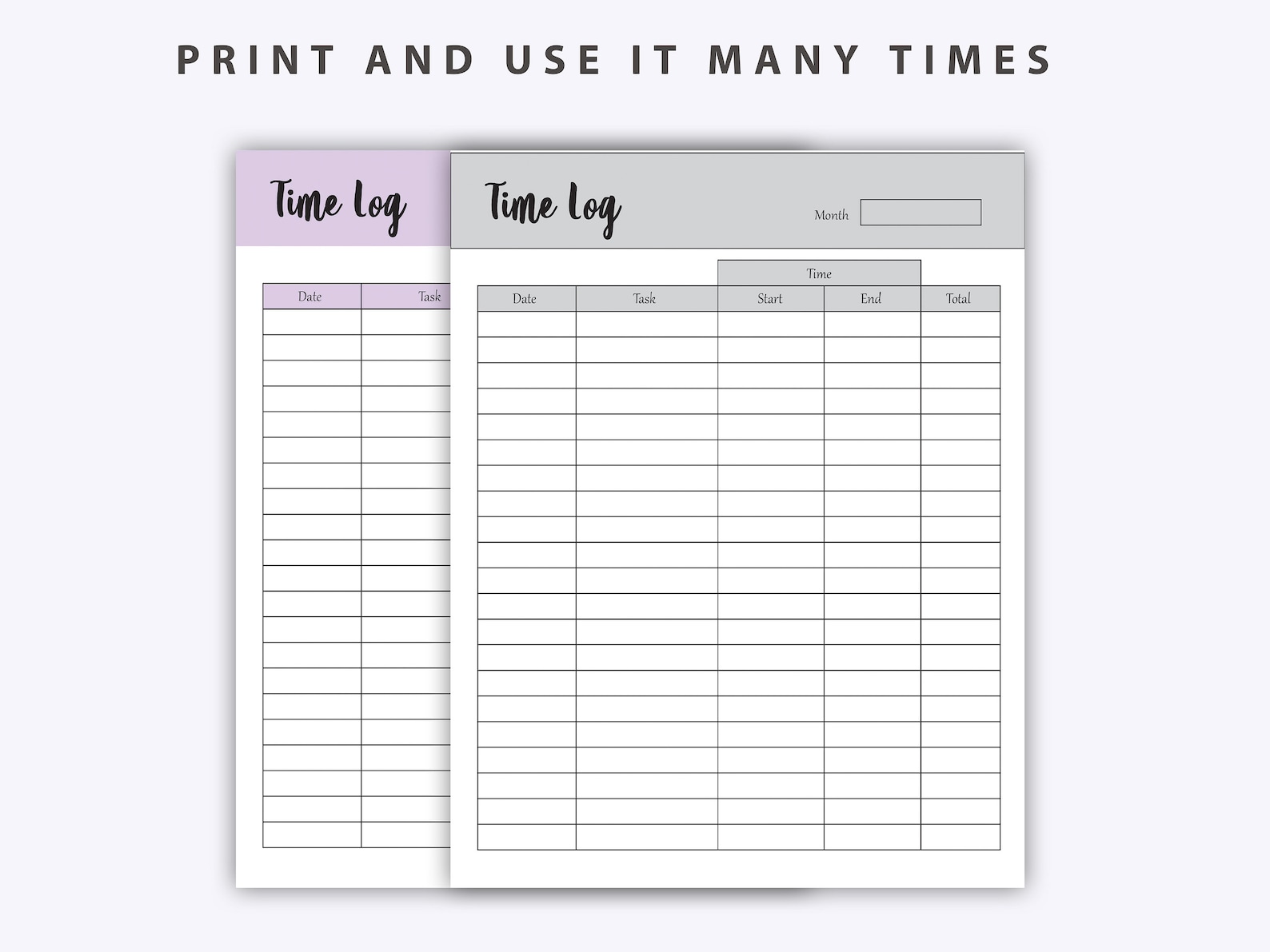 Printable Time Log, Editable Work Log, Work Log Printable, Time Spent ...