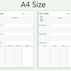 Client Profile Template, Client Information Sheet, Customer Profile ...