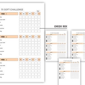 75 Soft Challenge Tracker Printable Editable,soft Challenge 75,75 Easy ...