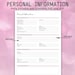 Personal Information Form Personal Data Template Info Sheet Template ...