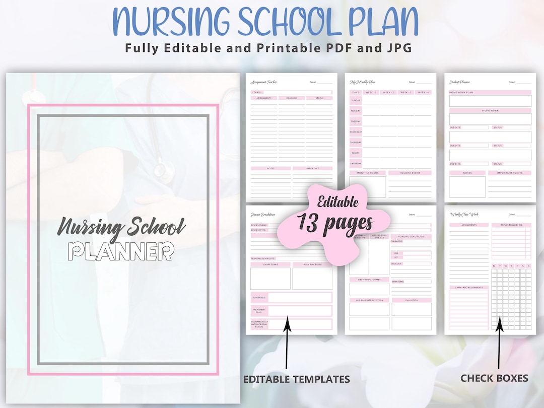 Nursing School Planner, Nursing Student Organizer, Study Planner for ...