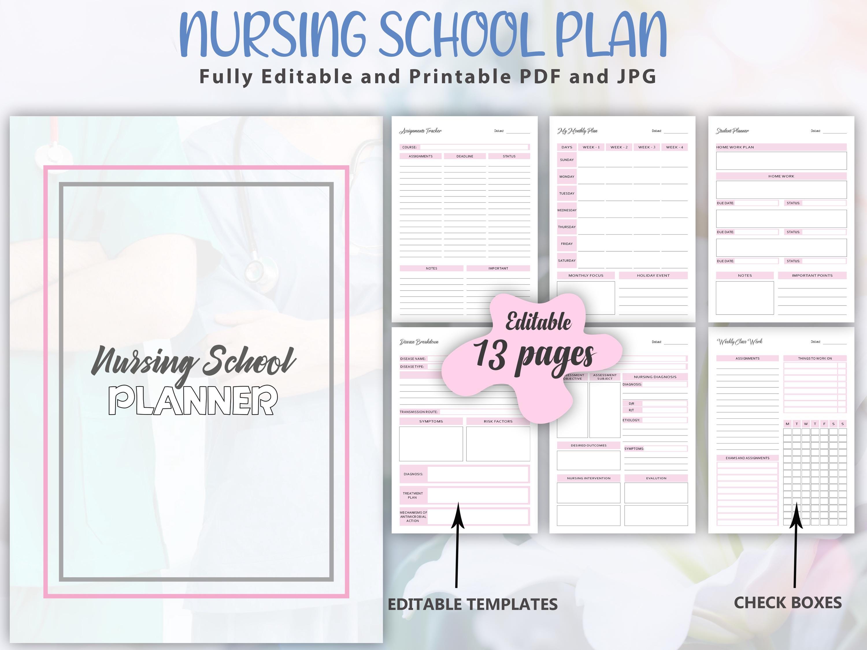 Nursing School Planner, Nursing Student Organizer, Study Planner for ...