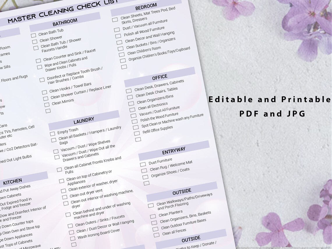 Ultimate Master Cleaning Checklist, Editable Whole Home Cleaning Bundle, Yearly Cleaning ...