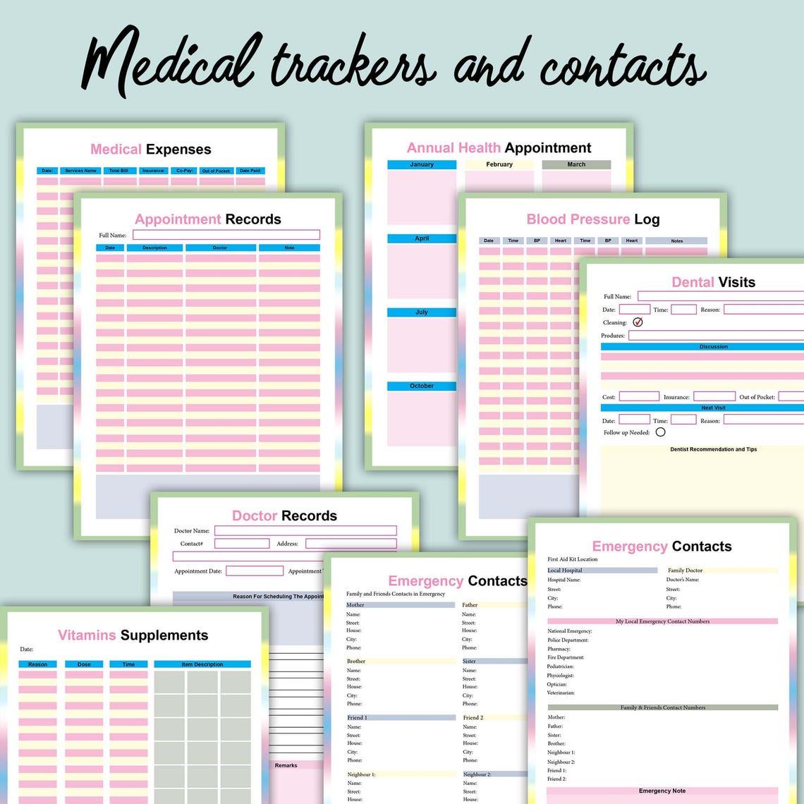 Medical Planner, Health Planner, Medical Schedule Planner, Health ...