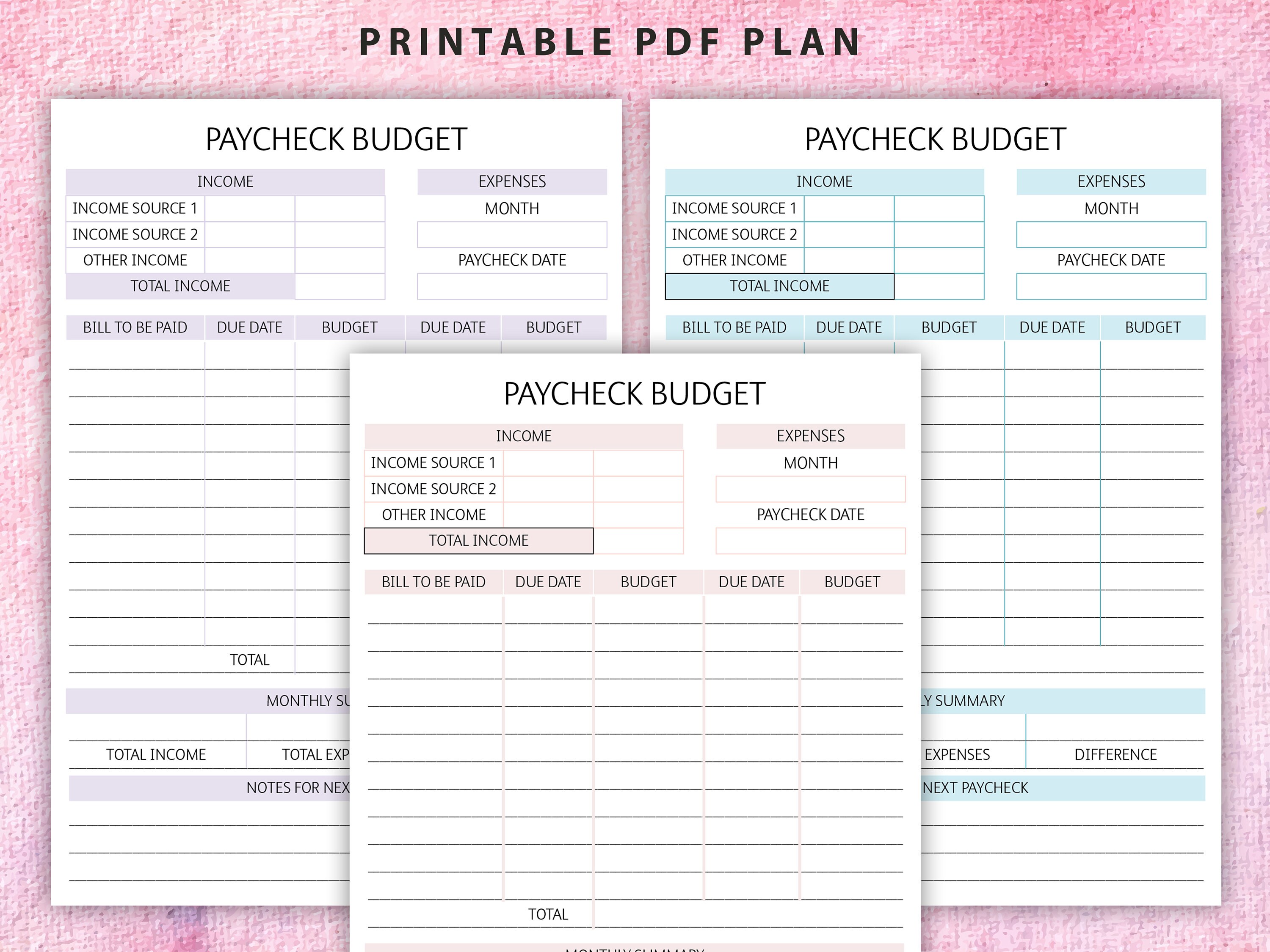 Paycheck Budget Planner Printable, Printable, PDF, Budget by Paycheck ...